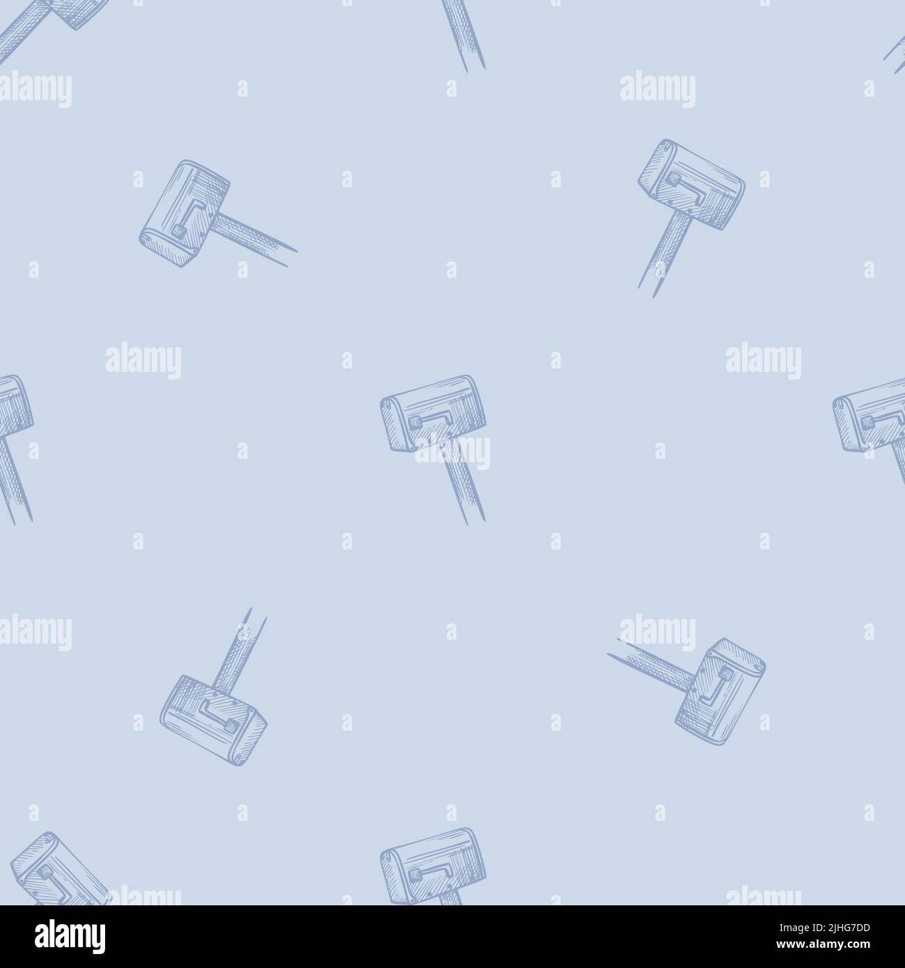 Mailbox engraved seamless pattern. Vintage letterbox in hand drawn ...