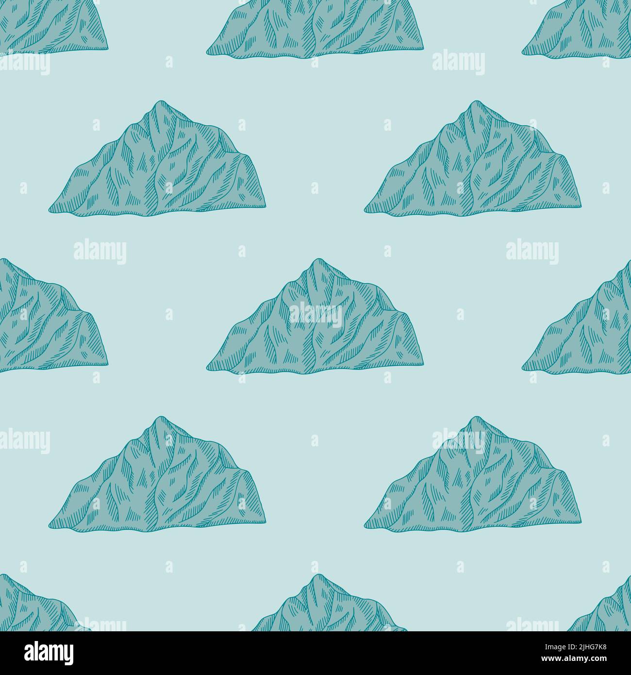 Mountain peak engraved seamless pattern. Vintage background rock ...