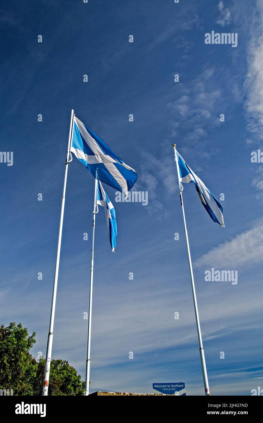 The border between England and Scotland at Berwick-Upon-Tweed is marked ...