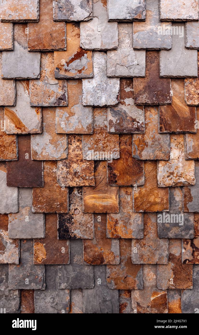 rust-brown slate wall, nature stone brick wall, slate tile background ...