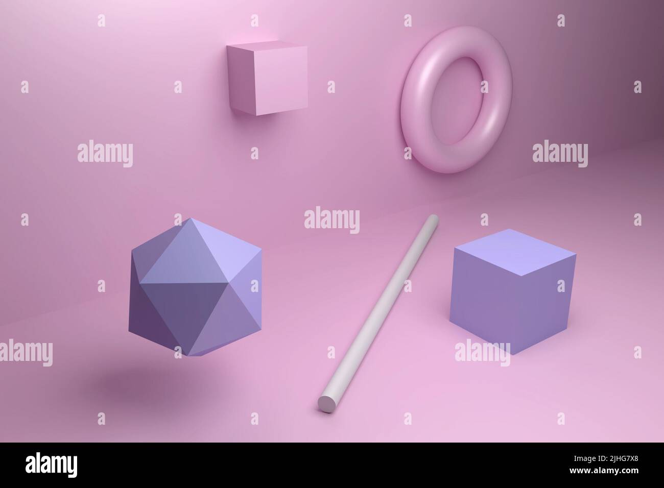 Abstract color scene with multicolored geometric bodies. 3D rendering ...