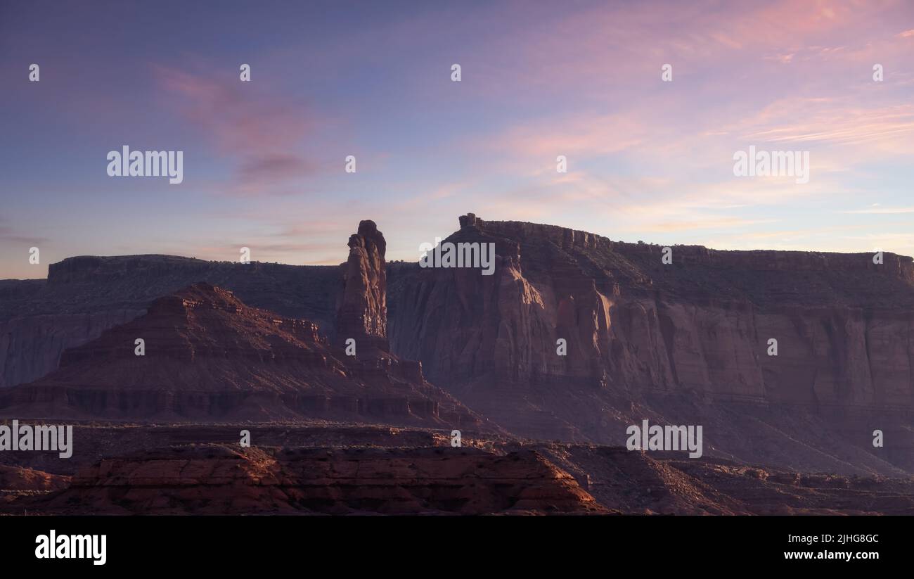 Desert Rocky Mountain American Landscape. Sunset Sky Stock Photo - Alamy