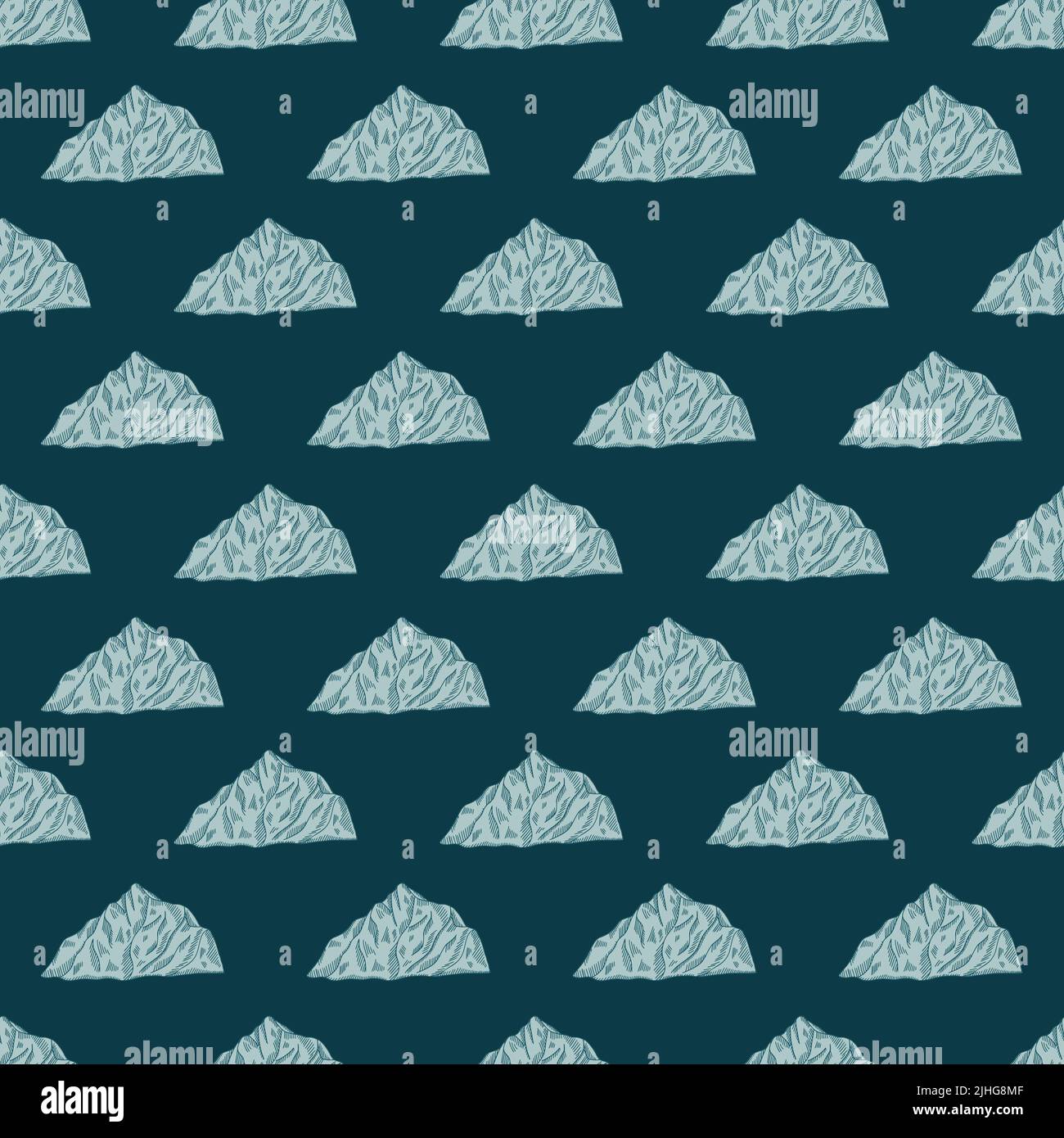 Mountain peak engraved seamless pattern. Vintage background rock ...