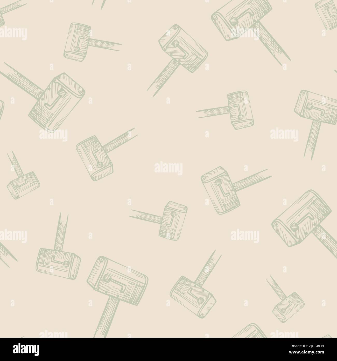 Mailbox engraved seamless pattern. Vintage letterbox in hand drawn ...