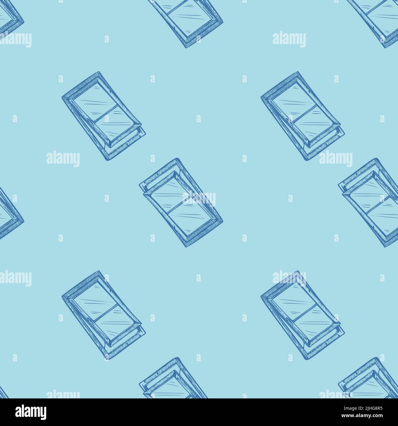 Windows lean forward engraved seamless pattern. Retro frame glass ...