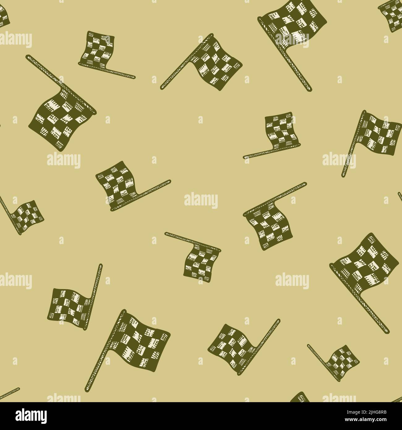 Race flag engraved seamless pattern. Vintage sport elements for drive ...