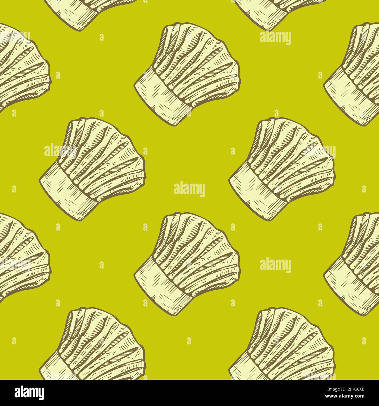 Chef hat engraved seamless pattern. Kitchen traditional element for ...