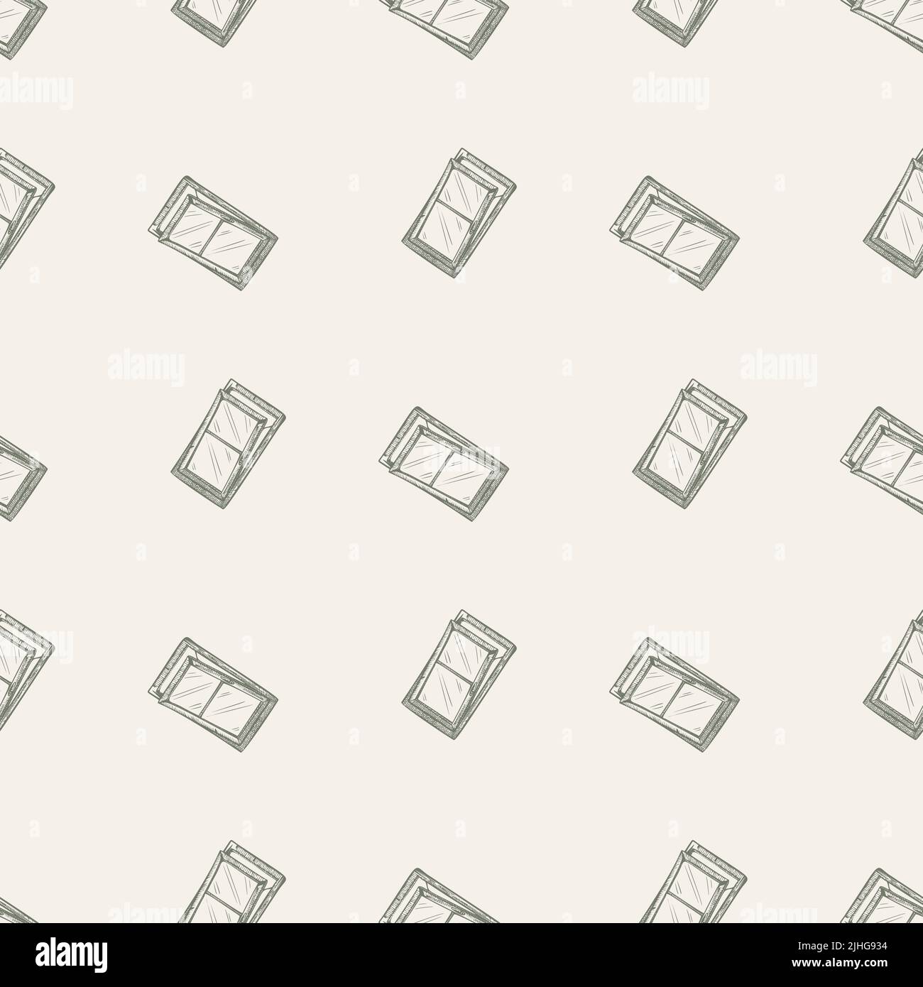 Windows lean forward engraved seamless pattern. Retro frame glass ...