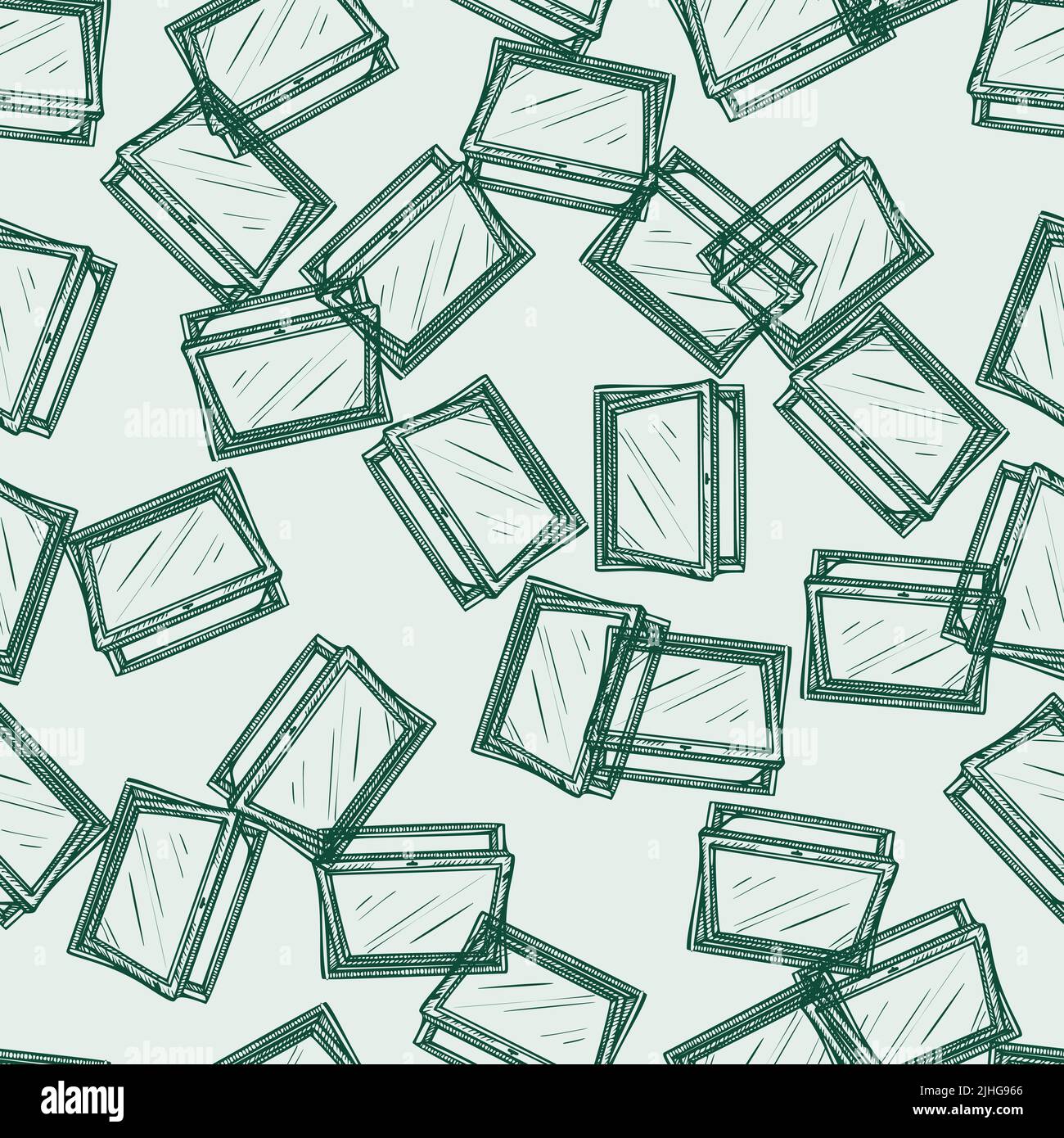 Opened window lean forward seamless pattern. Retro element inside wall ...