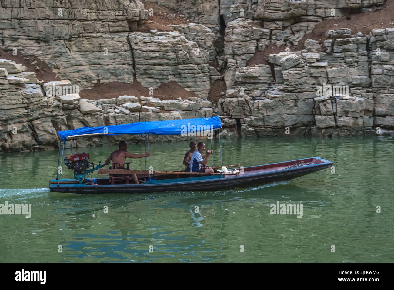 Yangtze River, China - August 2019 : Small fisherman boat on the ...