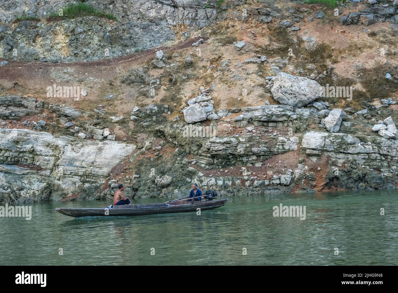 Yangtze River, China - August 2019 : Small fisherman boat on the ...
