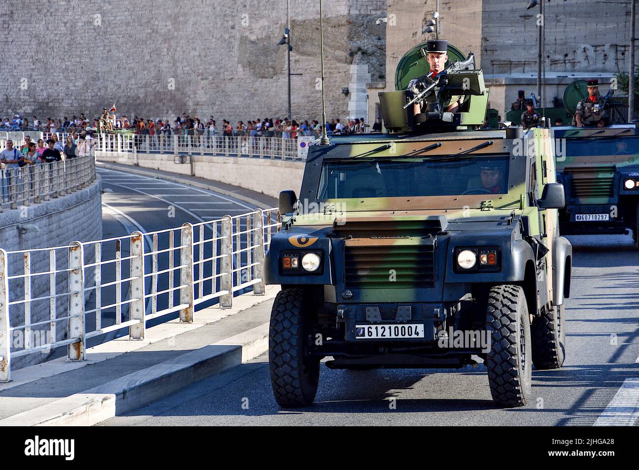 Marseille, France. 14th July, 2022. A soldier is seen on a military ...