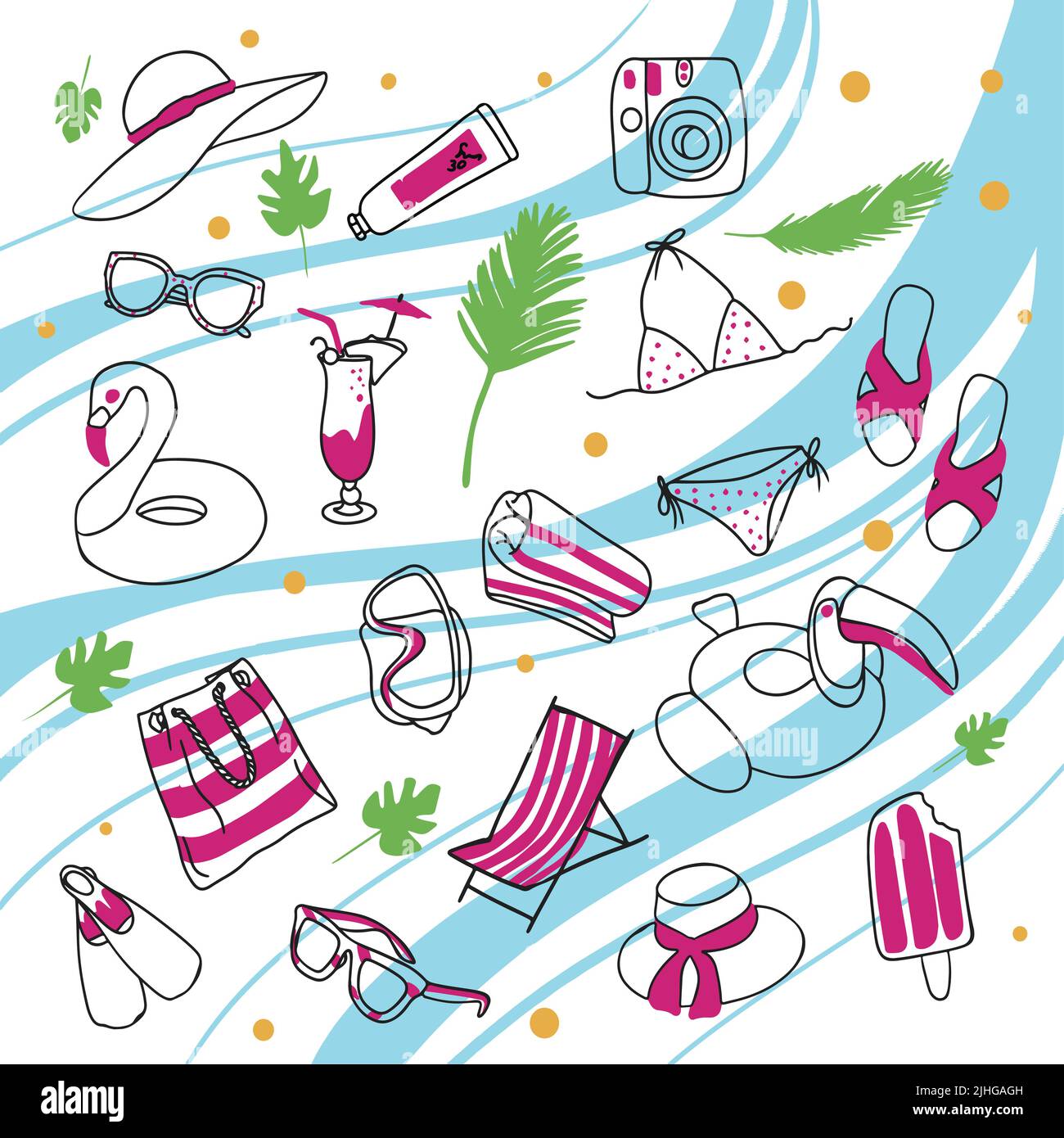 Summer collection. Summer set of items and accessories for summer ...