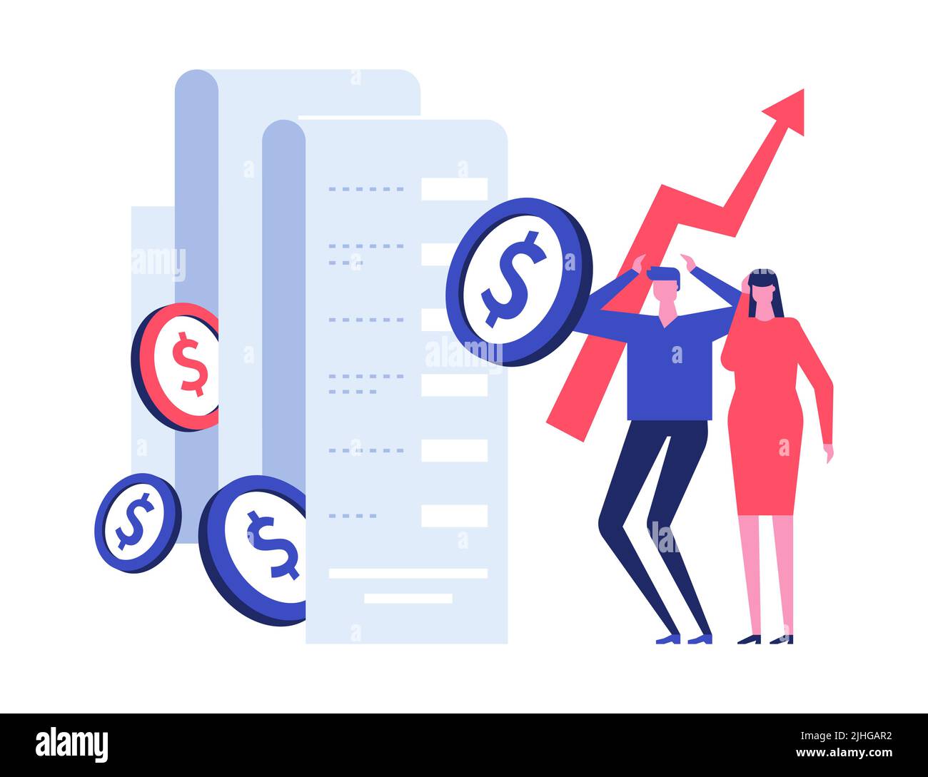 Increasing bill payments - modern colorful flat design style ...