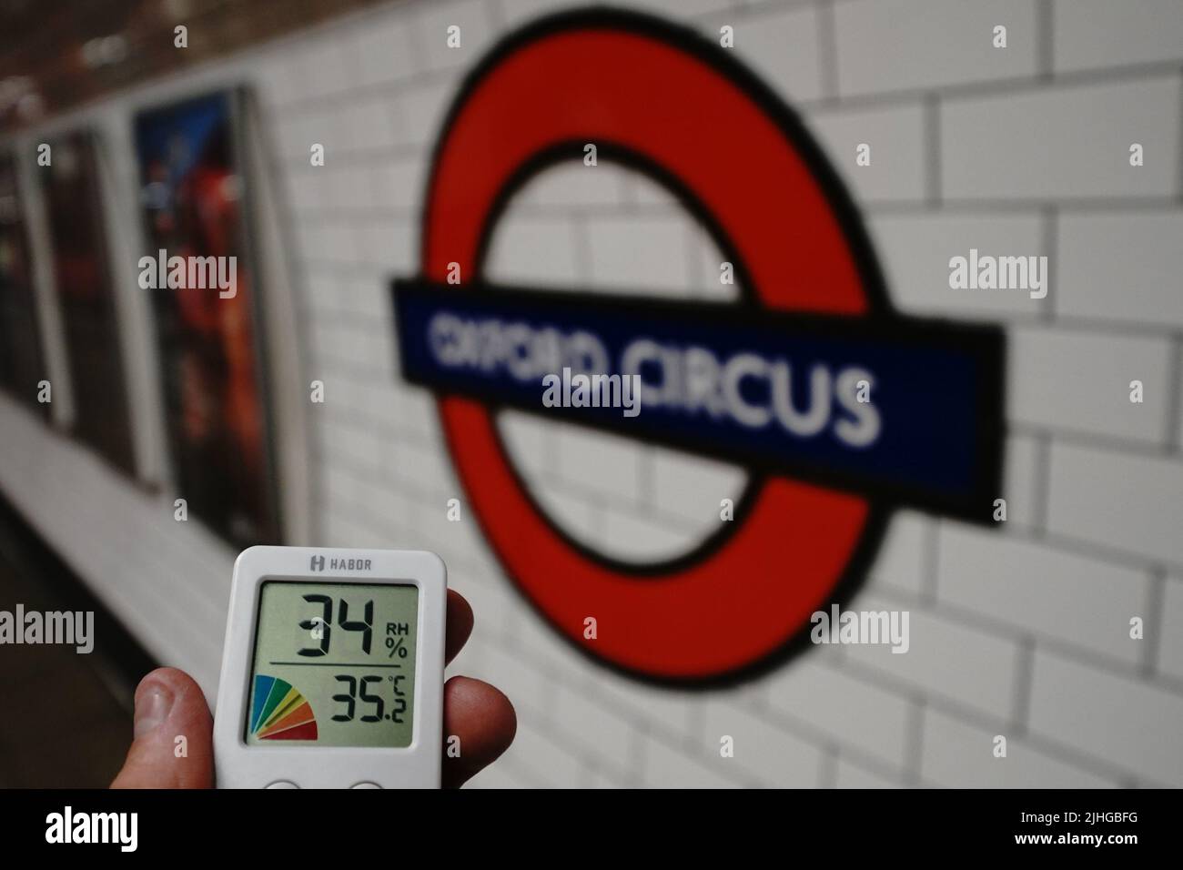 A digital thermometer displaying a temperature of 35.2 degrees celsius ...