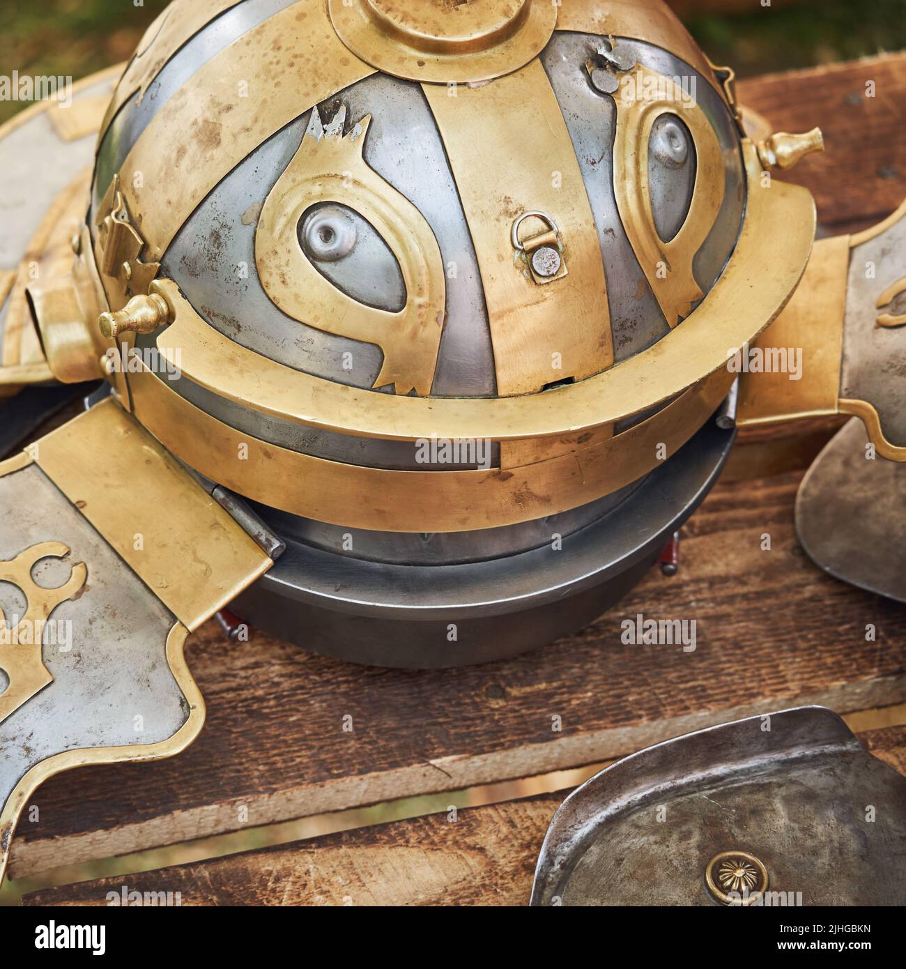 Ancient Roman vintage soldier helmet, armor to protect the head in ...