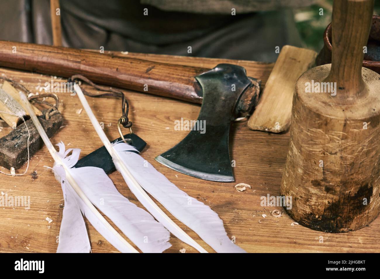 Making medieval arrows for bow shooting. Reconstruction of the events ...