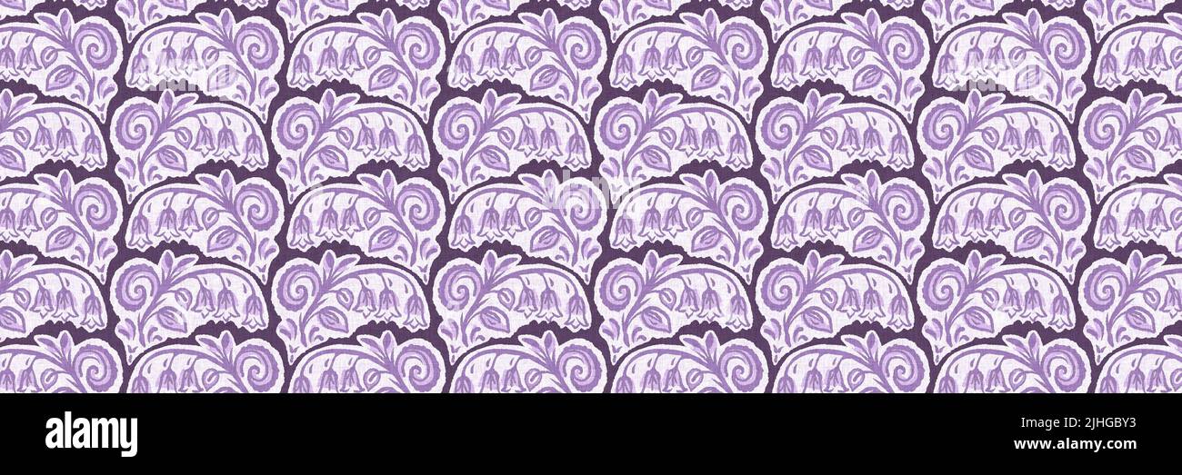 Gender neutral floral flower seamless raster border. Simple purple ...