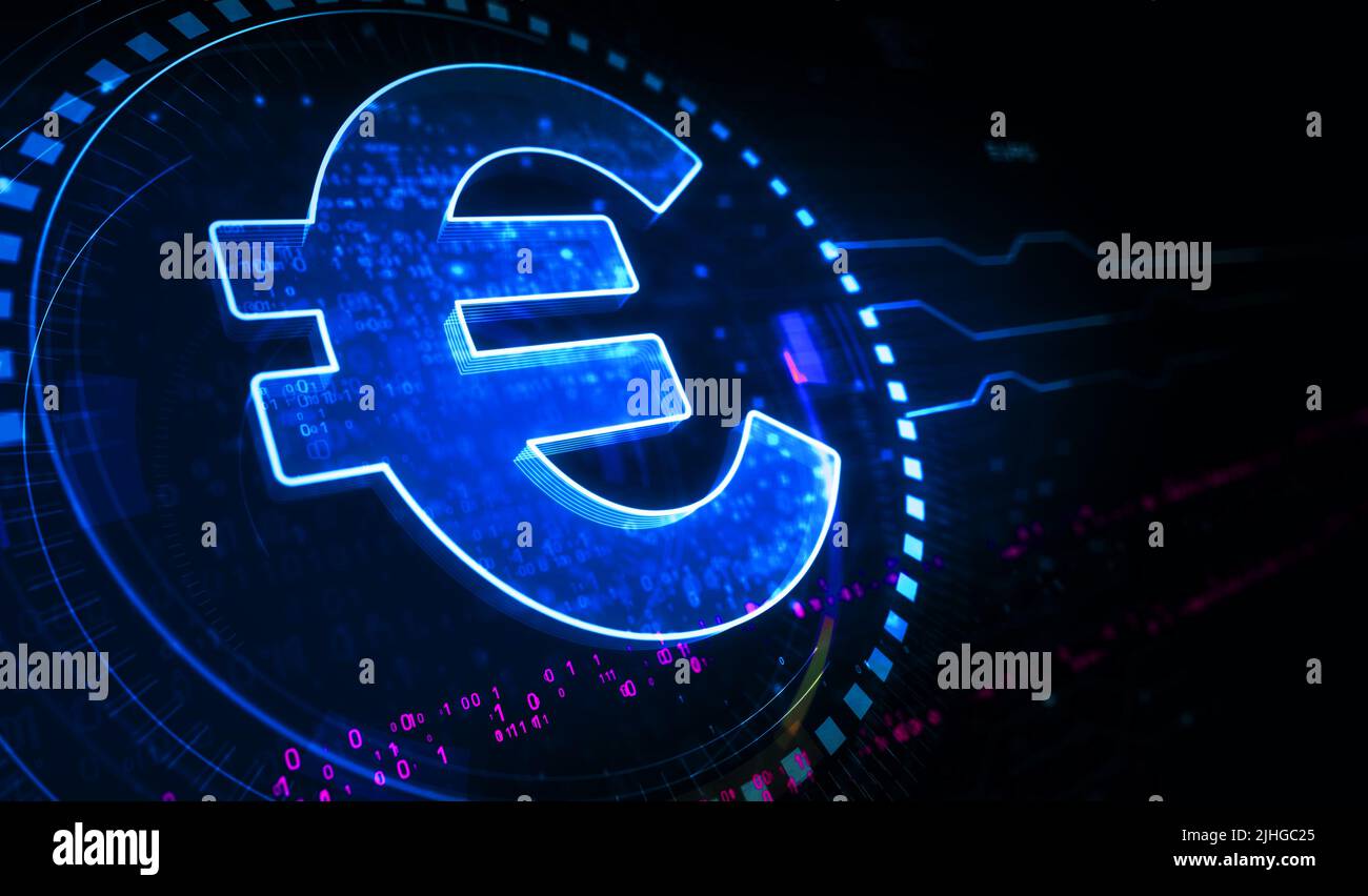 Euro stablecoin currency business and digital money symbol digital ...