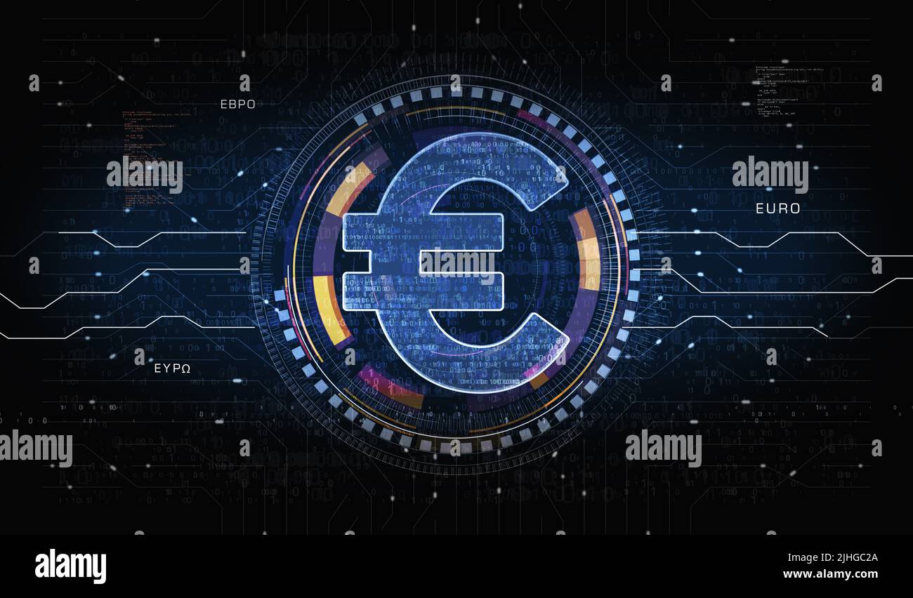 Euro stablecoin currency business and digital money symbol digital ...