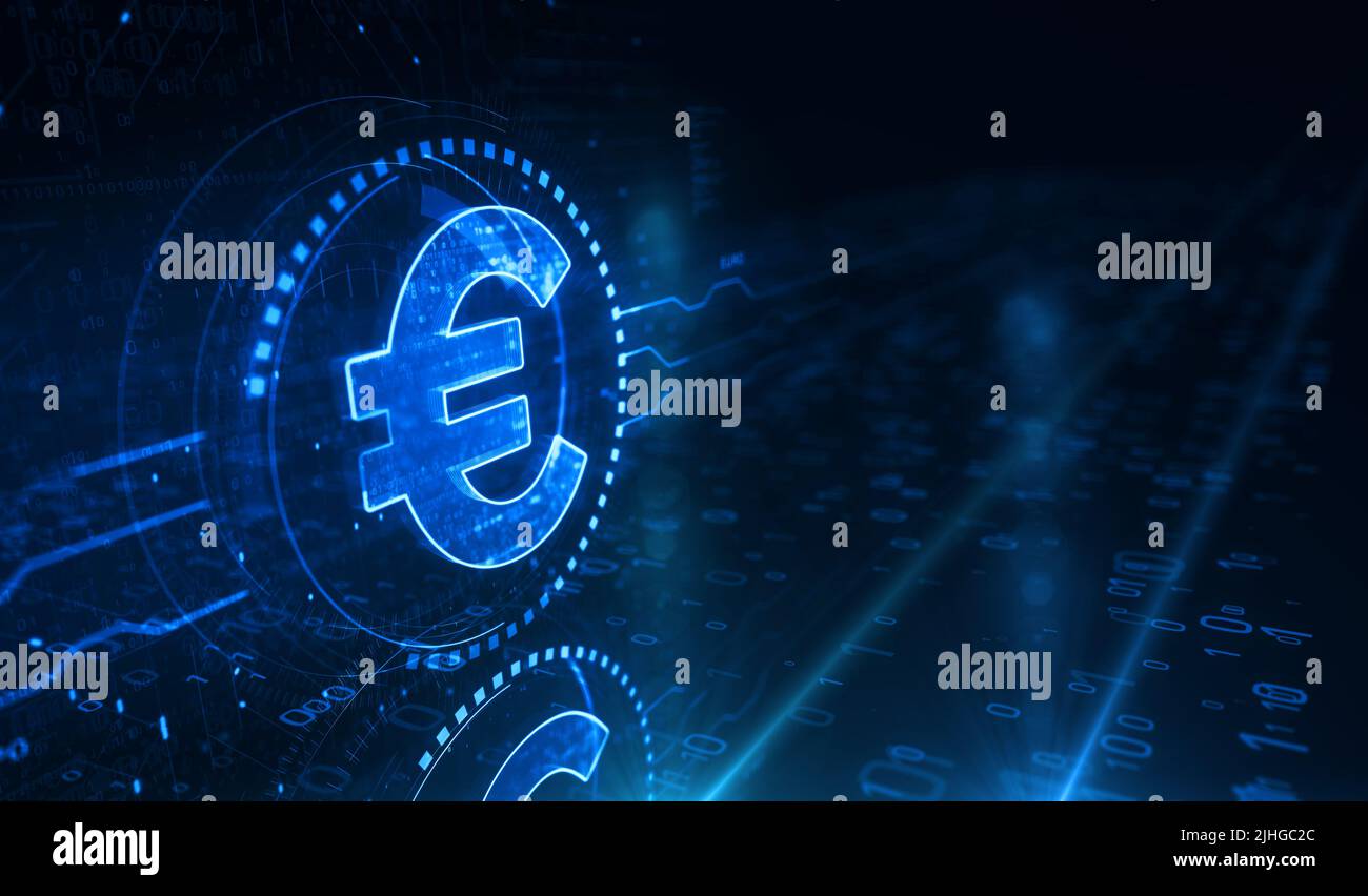 Euro stablecoin currency business and digital money symbol digital ...