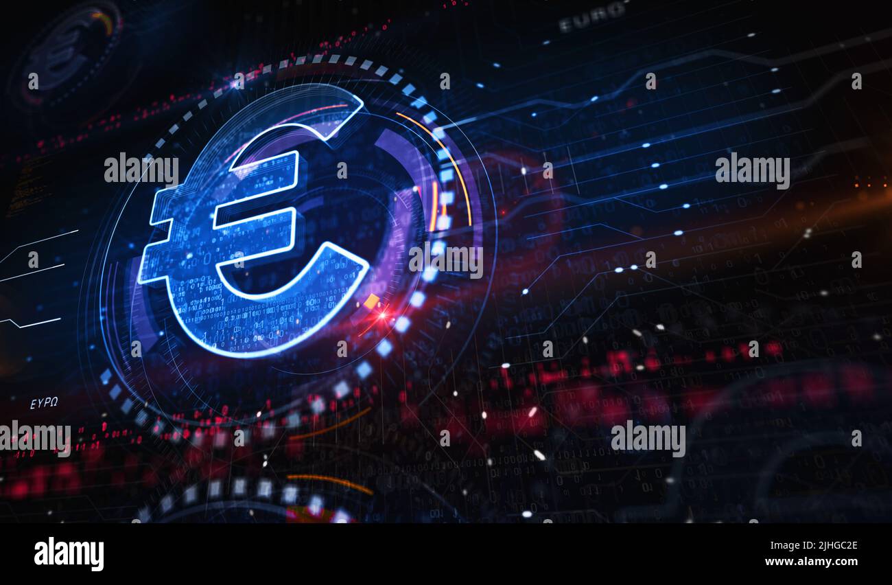 Euro stablecoin currency business and digital money symbol digital ...