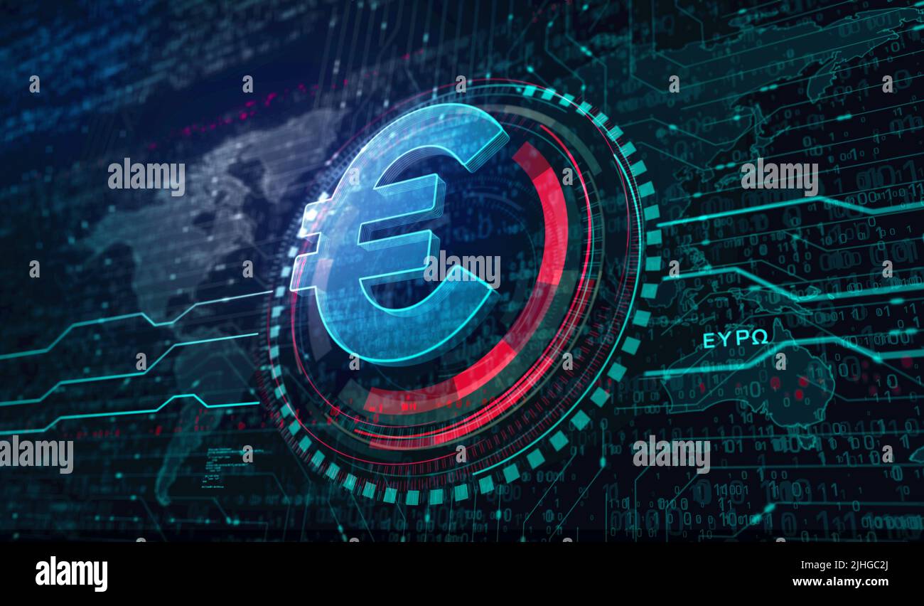 Euro stablecoin currency business and digital money symbol digital ...