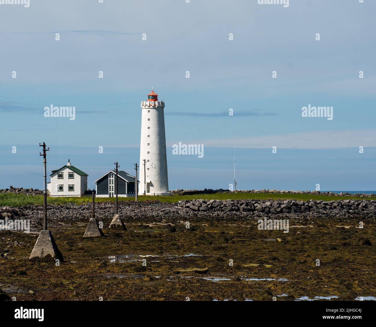 Seltjarnarnes, Iceland - July 1, 2022 Horizontal view of the Grótta ...