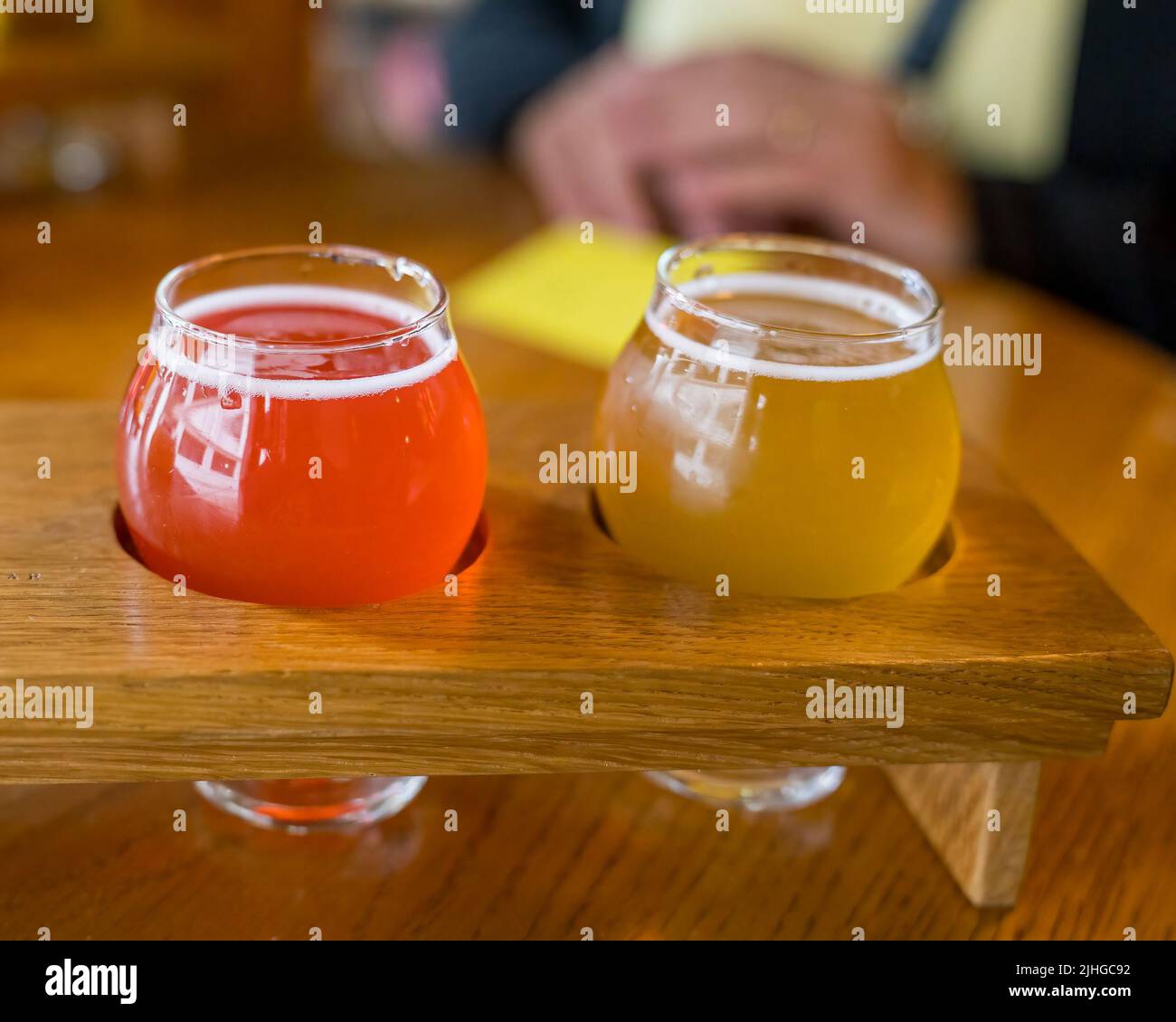 Reykjavik, Iceland - July 4, 2022 closeup view of a sampling of craft ...