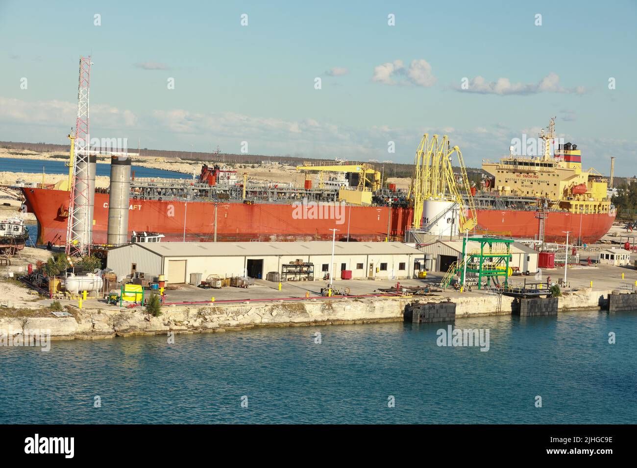 Port of Freeport Bahamas Container shipyard with heavy lifting Cranes ...