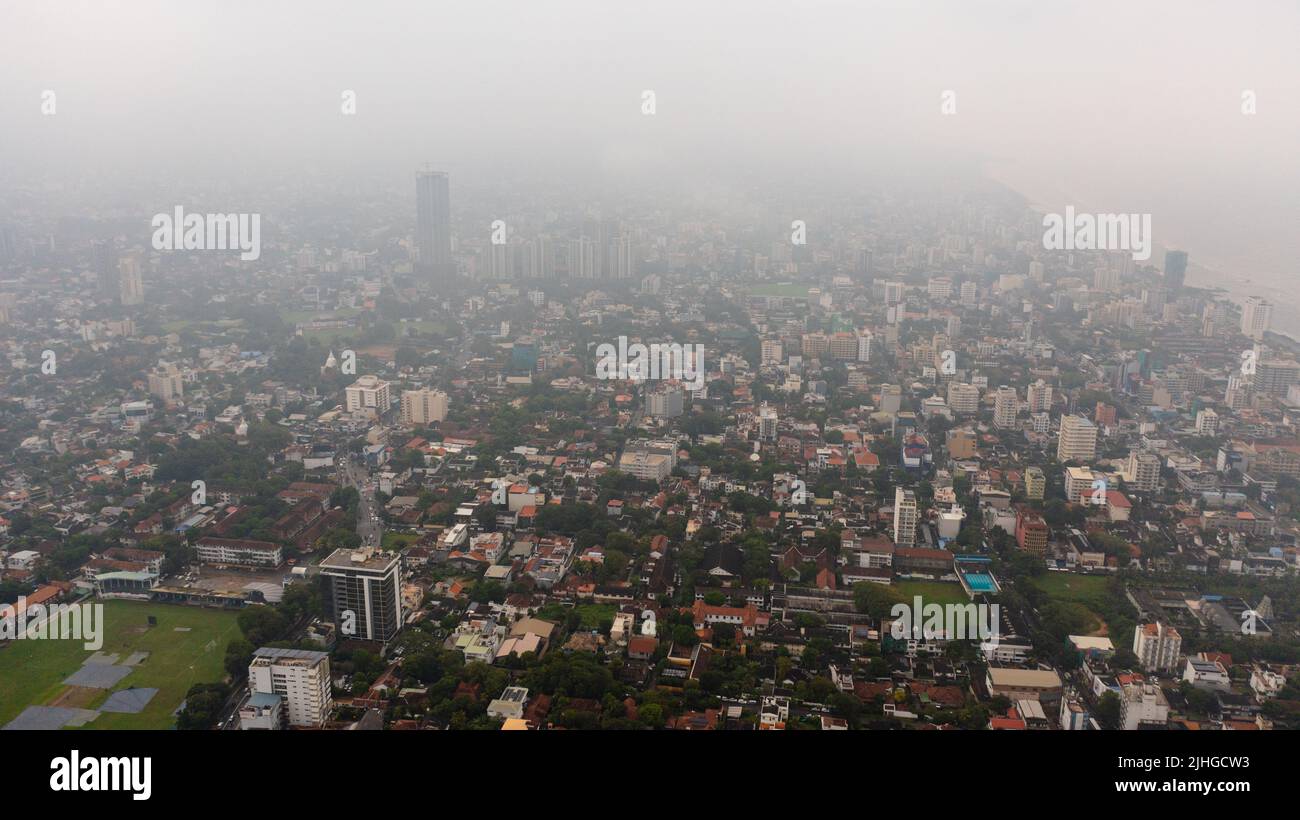 Top view of city of Colombo with skyscrapers in the fog Stock Photo - Alamy