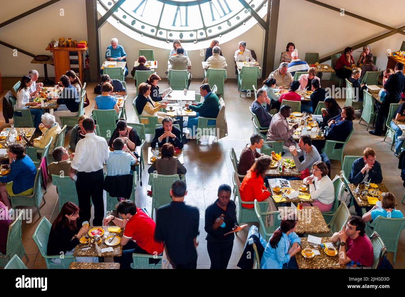 Paris, France - High Angle Overview inside French Bistro Tables Inside ...