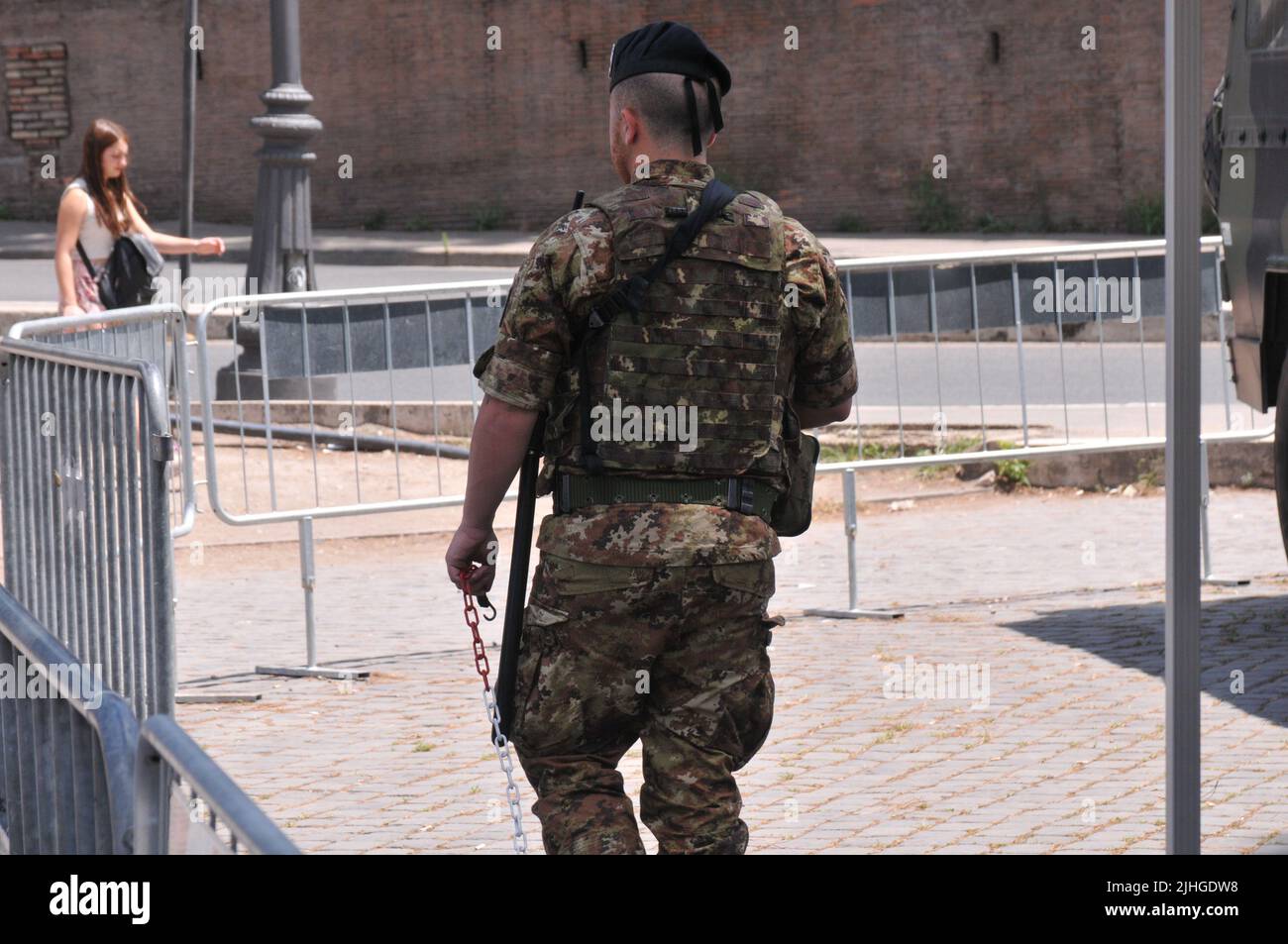 Rome / Italy 16.July 2019/ Italian arm forces guards for securty reason ...