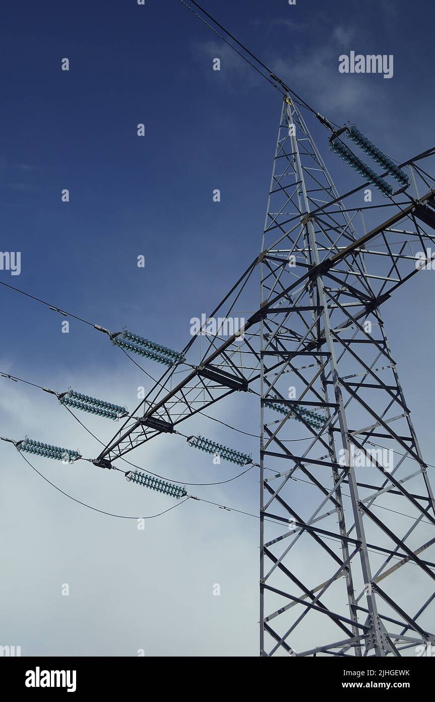 German countryside /Germany 22..April 2017 Electric wire transformer in ...