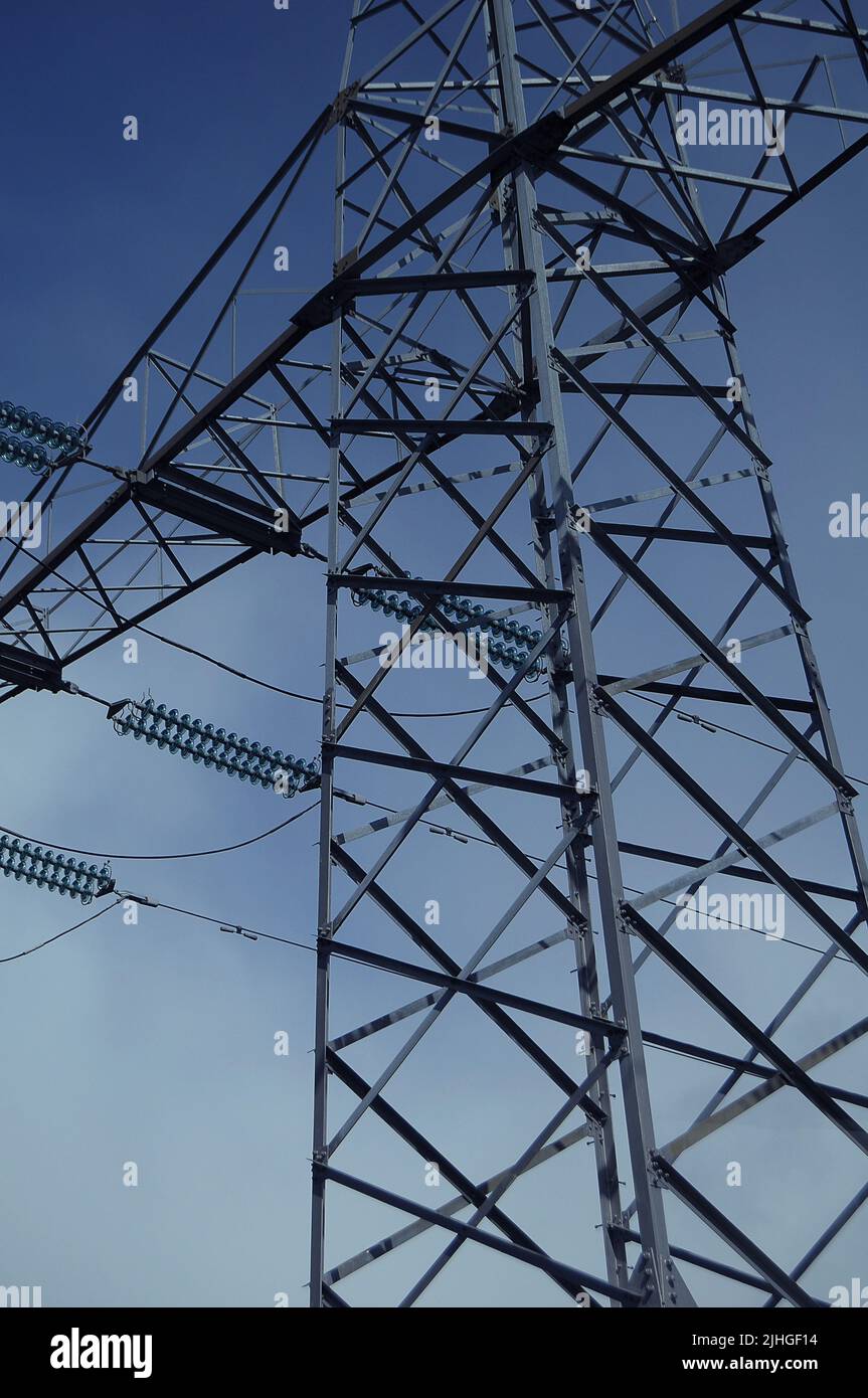 German countryside /Germany 22..April 2017 Electric wire transformer in ...