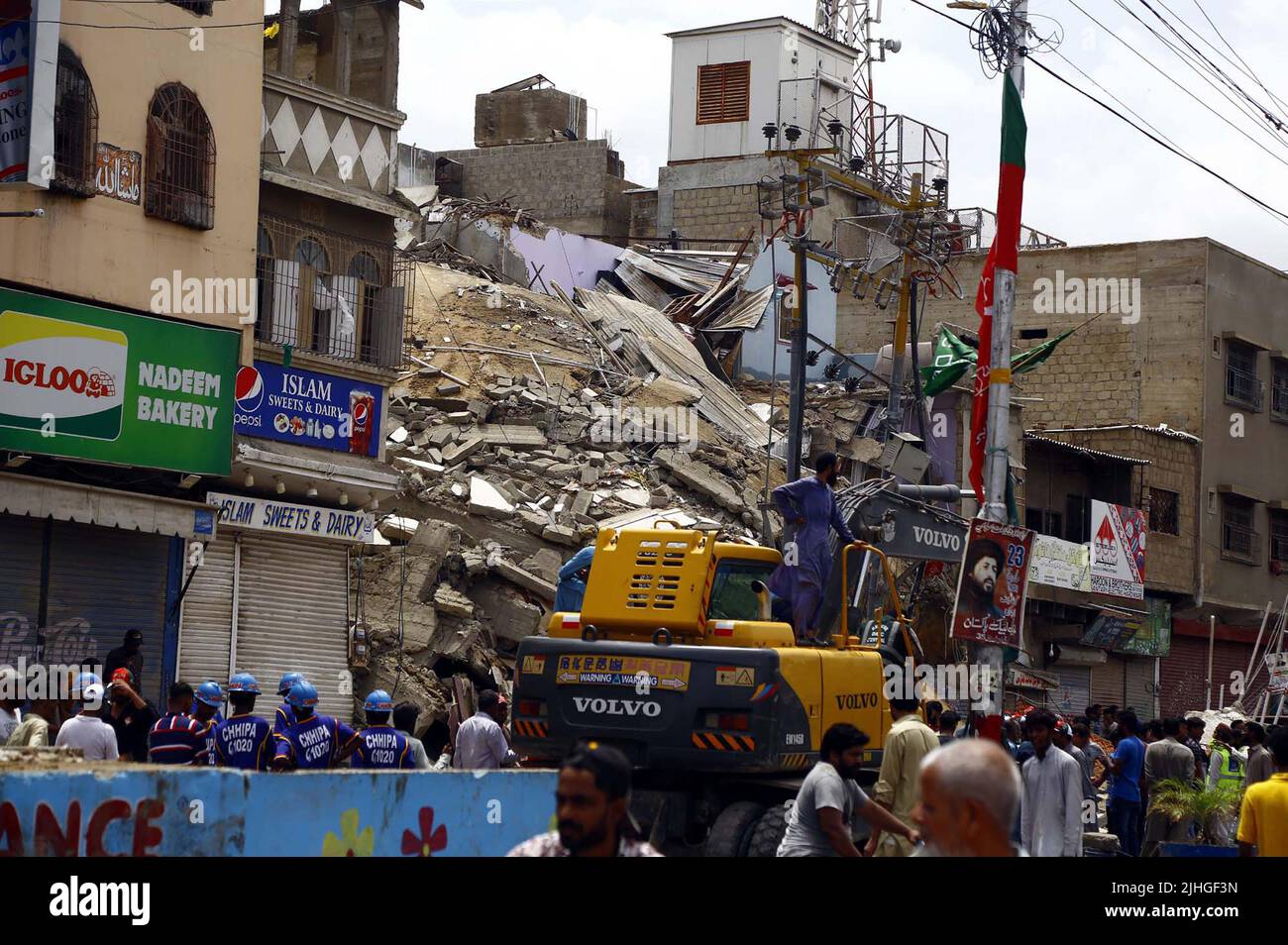 Hyderabad, Pakistan, 18/07/2022, View of venue after a seven-storey ...