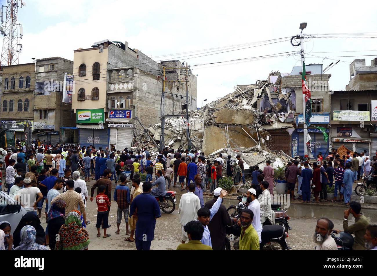 Hyderabad, Pakistan, 18/07/2022, View of venue after a seven-storey ...