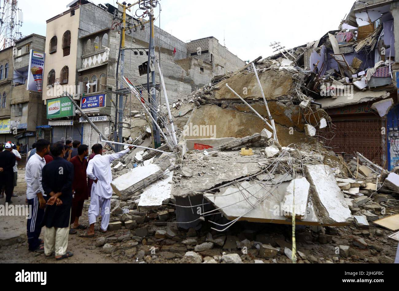 Hyderabad, Pakistan, 18/07/2022, View of venue after a seven-storey ...