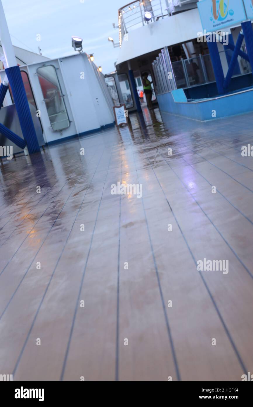 Luxury Cruise Ship Deck at Sunset Stock Photo - Alamy