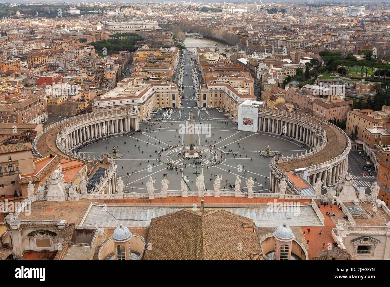 Aerial view of Rome in overcast weather, Europe Stock Photo - Alamy