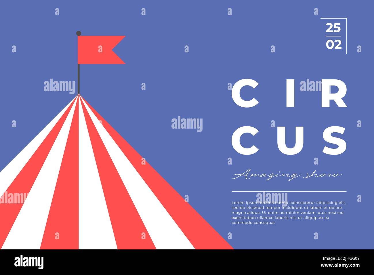 Circus amazing show minimal trendy horizontal poster. Carnival funfair ...