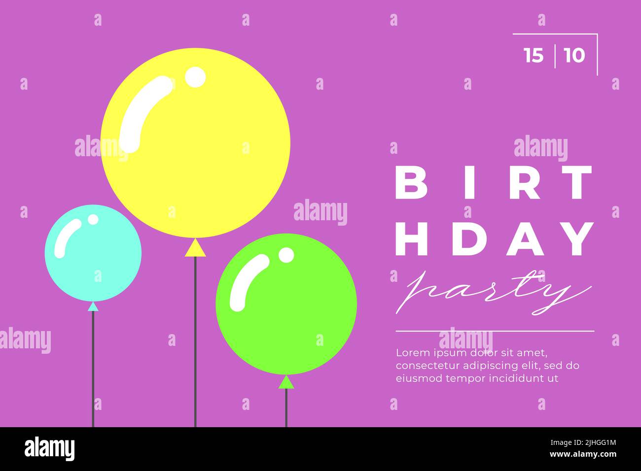 Birthday party greeting minimal trendy horizontal invitation poster ...