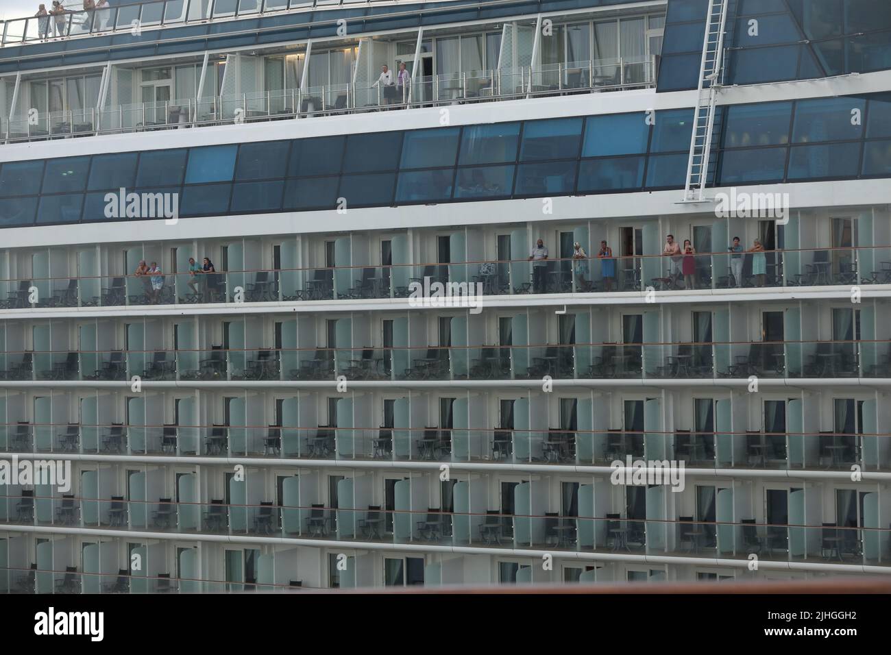 Balconies on cruise ship Stock Photo - Alamy