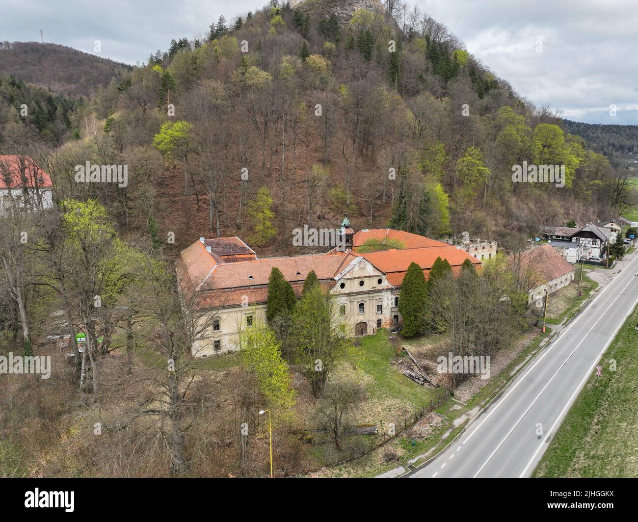 Aerial view of the manor house in Povazska Bystrica, Slovakia Stock ...