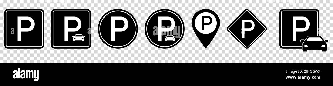 Parking icon set. Vector illustration isolated on transparent ...
