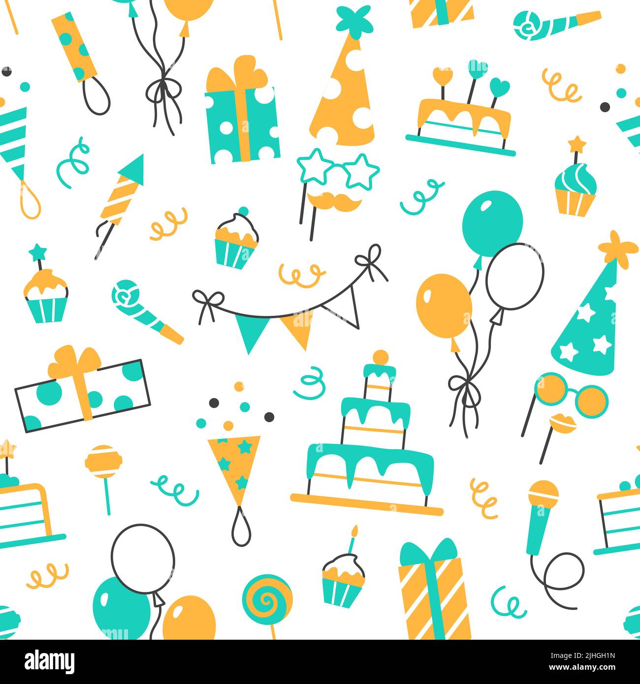 Birthday seamless flat line pattern design Stock Vector Image & Art - Alamy