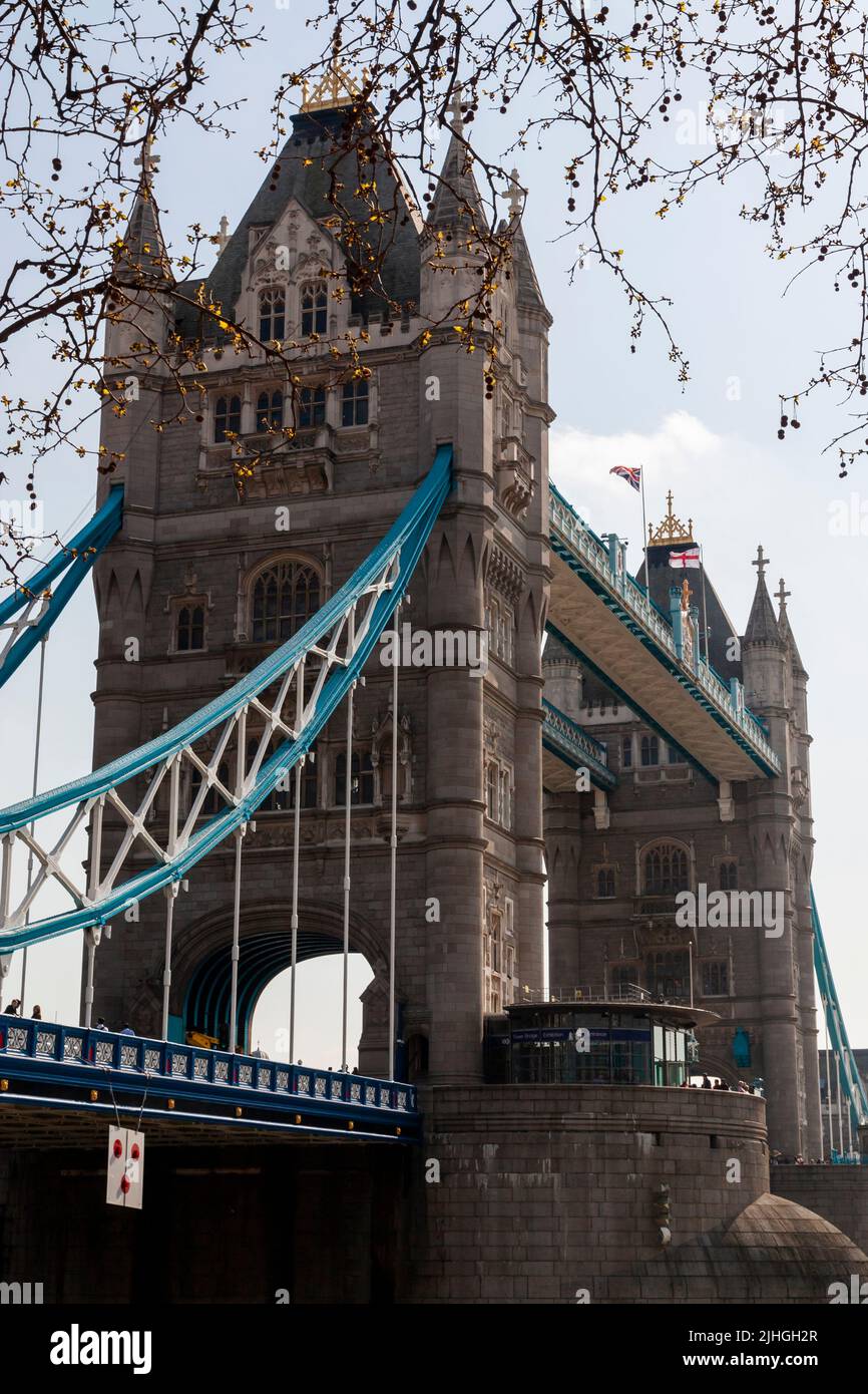 London, England - Aril 2, 2012: Tower Bridge, most famous bridge in ...