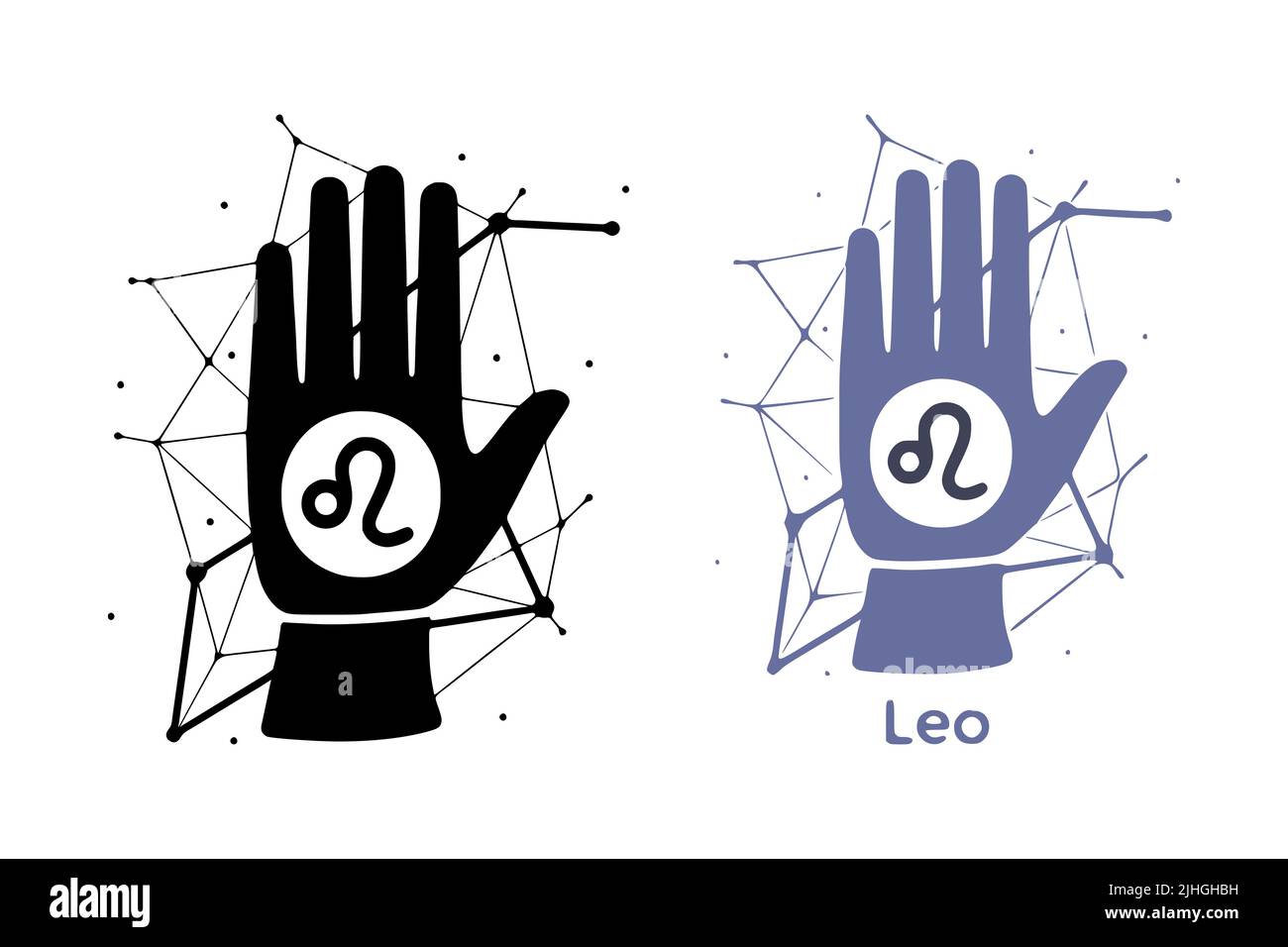 Hand with Leo symbol isolated on white background. Horoscope fortune ...