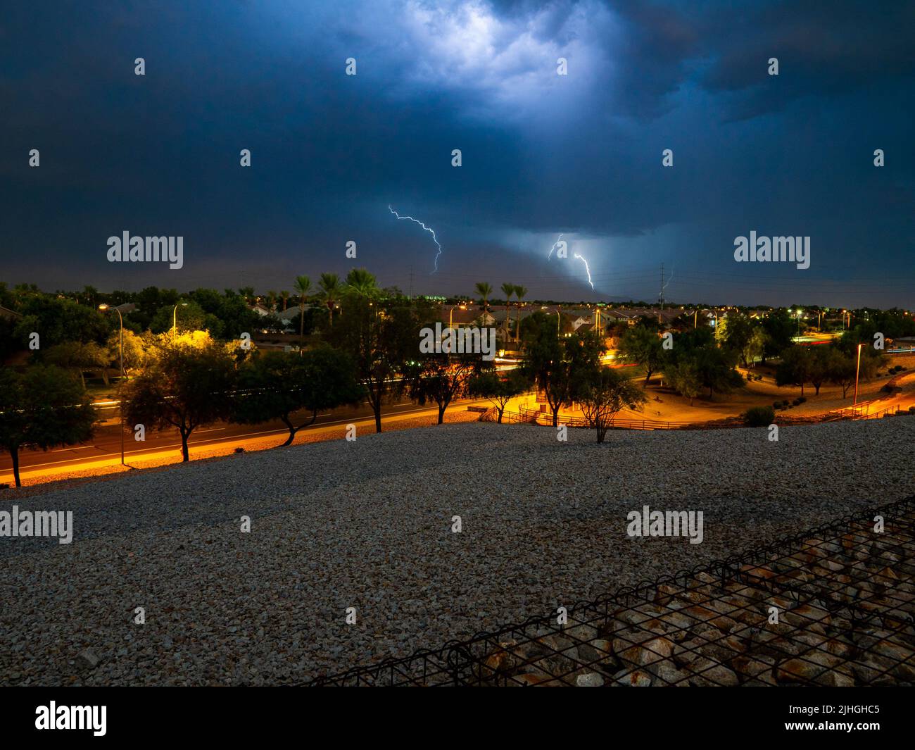 A summer lightning storm approaches Phoenix, Arizona during a monsoon ...