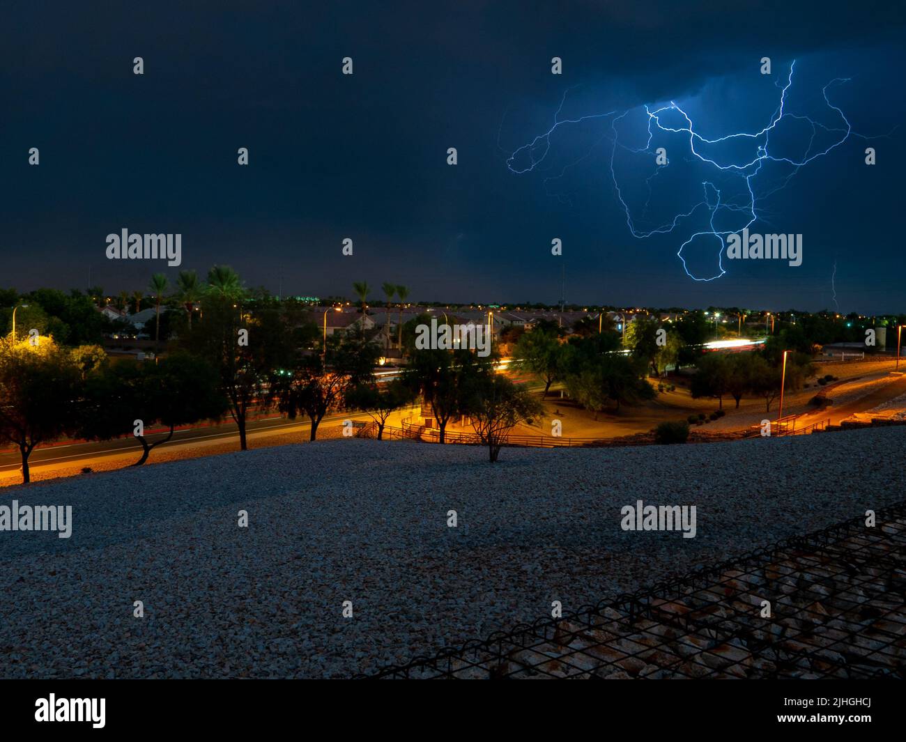 A summer lightning storm approaches Phoenix, Arizona during a monsoon ...